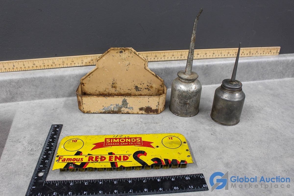 Vintage Oil Cans & Wall Display