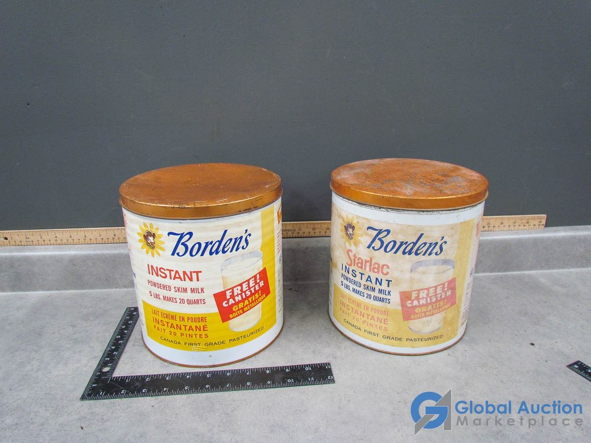 (2) Vintage Borden Powdered Milk Cans