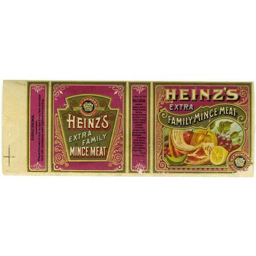 "Heinz's ""Extra Family Mince Meat"" Label.