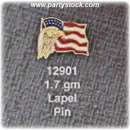 Solid 14K Gold Lapel Pin Eagle Flag Patriotic