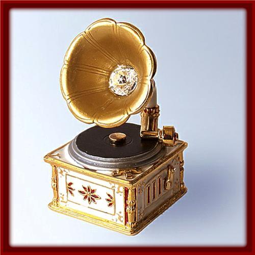 24K GOLD! CRYSTAL PHONOGRAPH RECORD PLAYER BOX