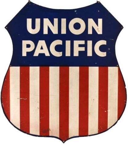 1950's Union Pacific Railroad Aluminum Sign