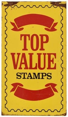 Top Value Stamps Double Sided Tin Sign
