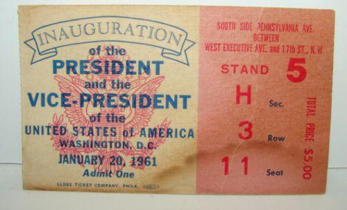 KENNEDY INAUGURATION TICKET