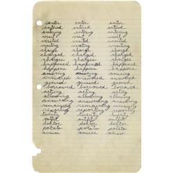 James Dean Handwritten Homework Page with Photo