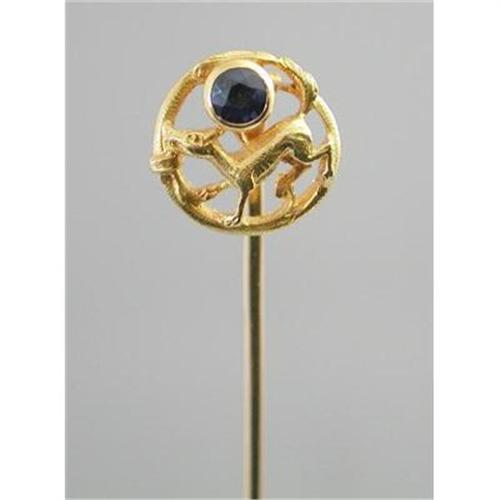French Sapphire Jackal Design Stick Pin 1910 #1108443