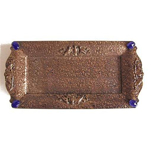 Cobalt Blue Glass JEWELED Vanity Tray #1117684