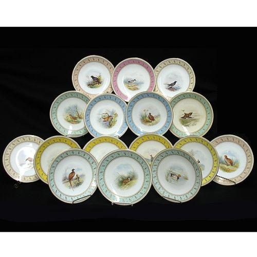 Set of sixteen game plates; each depicting a