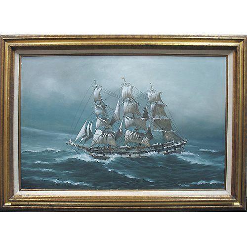 H. (Henry) Luhrs oil on canvas; clipper ship