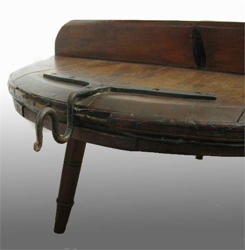 Blacksmiths bellows coffee table; top made f