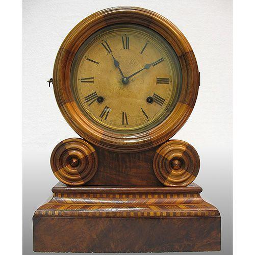 Walnut cased mantle clock Ingraham label ins