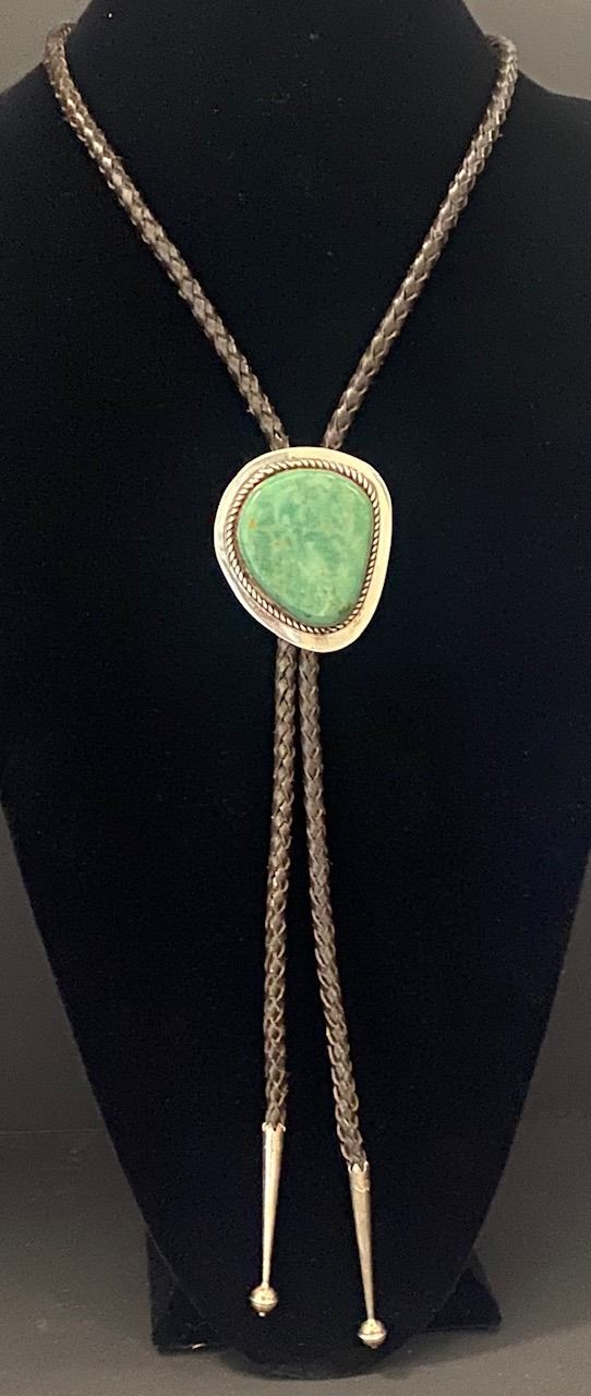 Kingman turquoise Bolo by Joe Reano Kewa Award Winning Artist