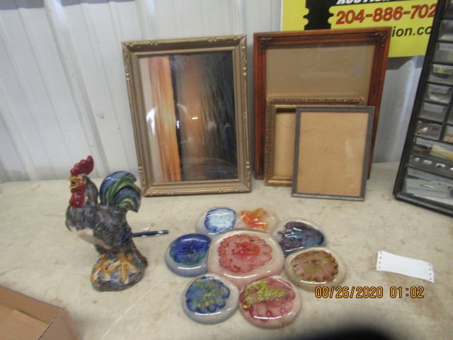 Rooster Ornament , Picture Frames & Unique Glass Display- Modern & Vintage