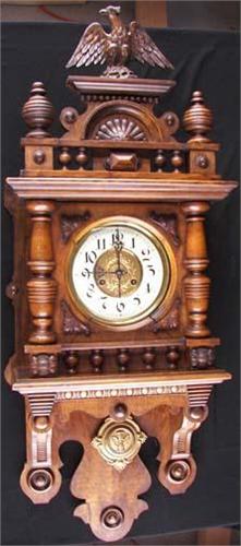 Antique Wall Clock with Eagle Crown