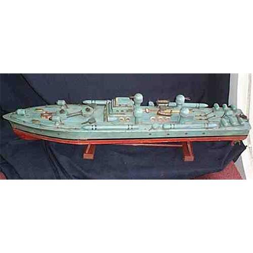 1950's Wood Japan Toy Electric War Torpedo Boat#1124914