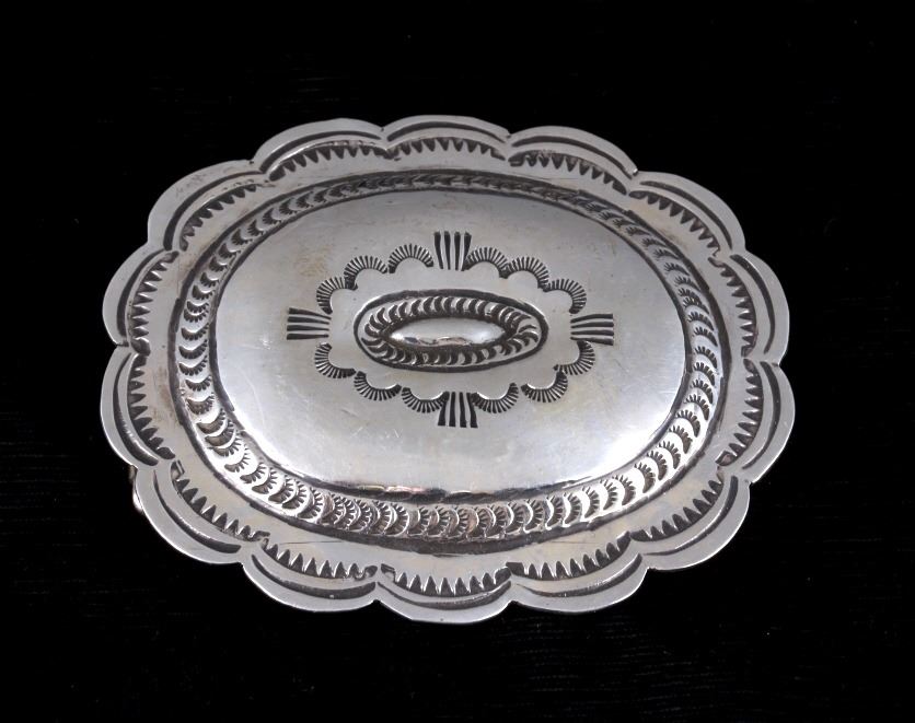 Navajo Carson B. Sterling Silver Belt Buckle
