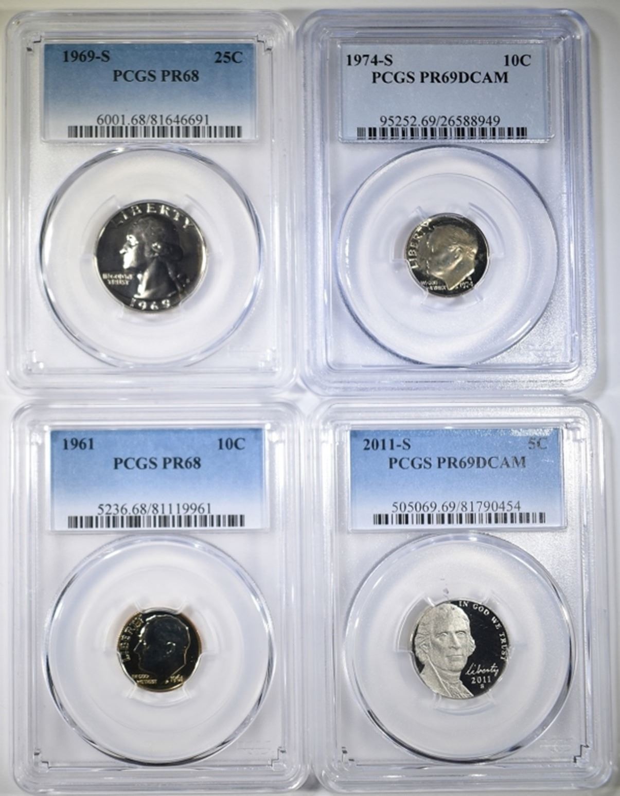LOT OF 4 PCGS GRADED COINS: