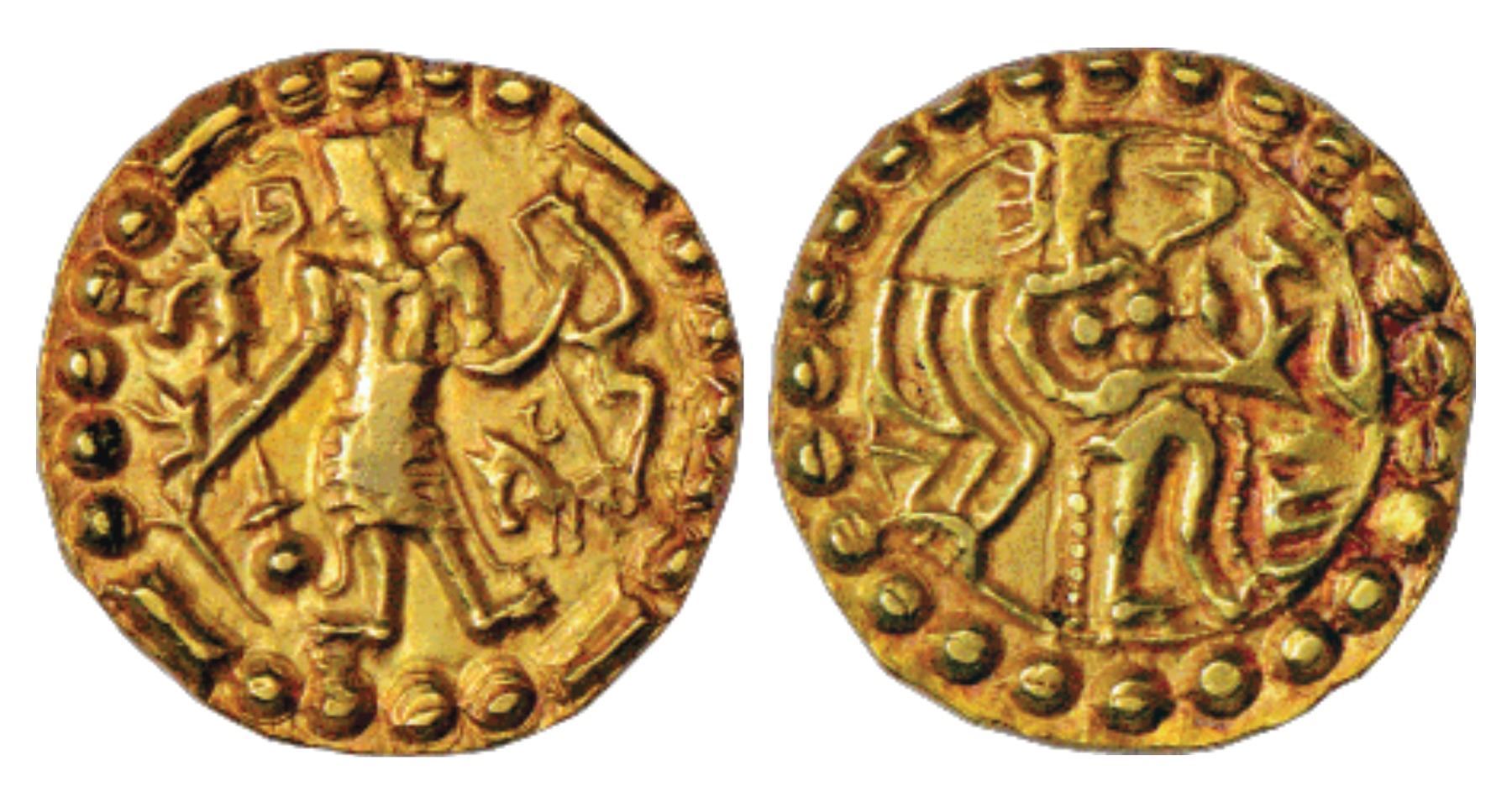 Ancient India: Samatata region, gold dinar, 'Ashwamedha' type, (550-650 ...