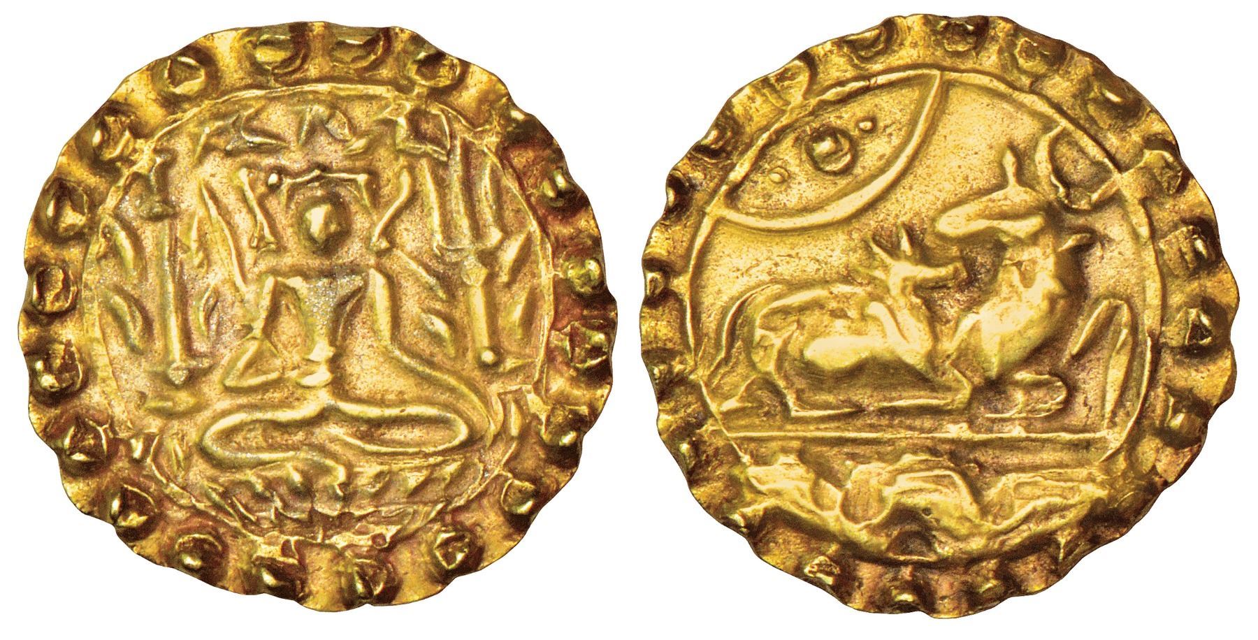 Ancient India: Samatata region, gold Dinar of 'Ratnattraya' type, (700 ...