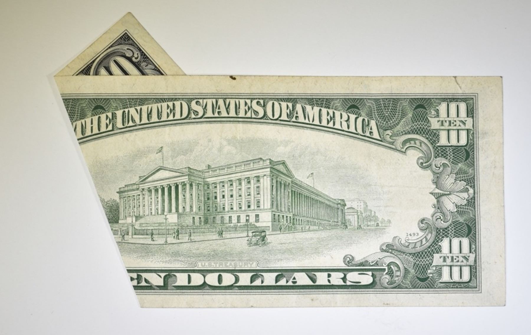1950-A $10 "FOLD OVER ERROR" NOTE -BOTH