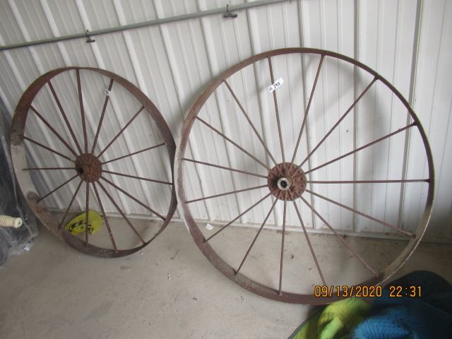 2 Vintage Steel Wheels 46" Rd