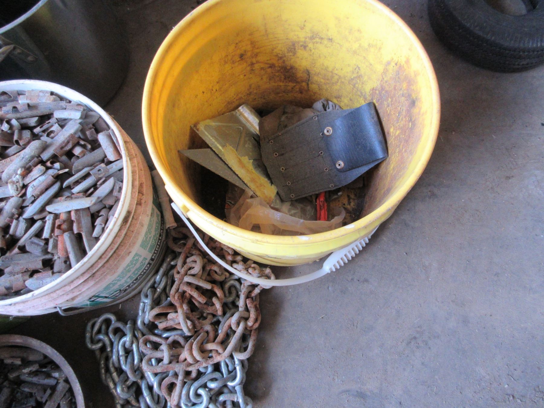 TIRE WEIGHTS, STAPLER, CHAIN, VISE CLAMPS, & MISC