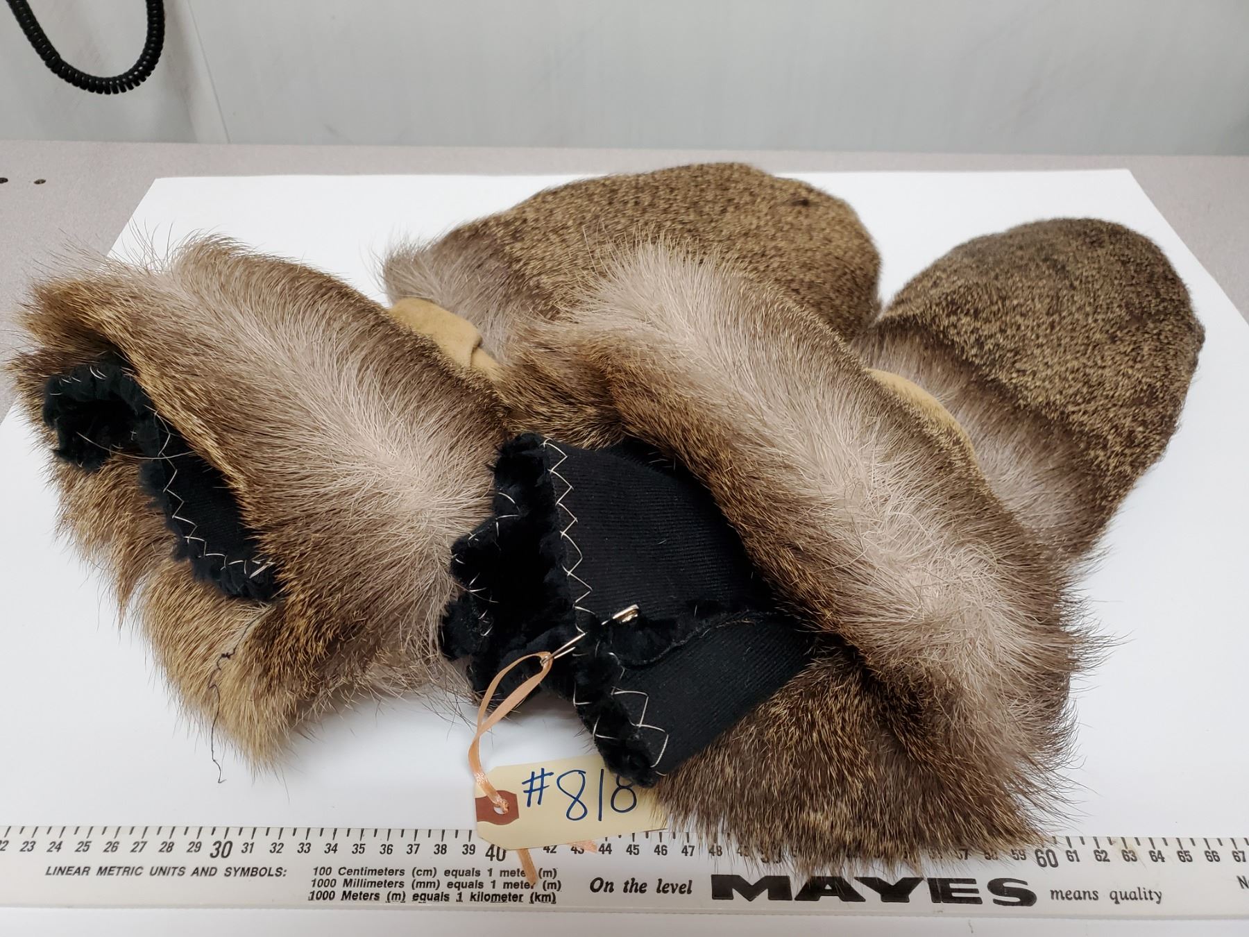 Fur and leather gauntlets, lined, 18” long - Schmalz Auctions
