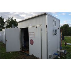 Oilfield shack loaded inside, comes with catalystic heater and tank.