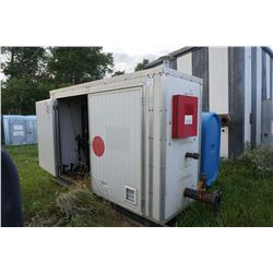Oilfield shack loaded inside, comes with catalystic heater and tank.
