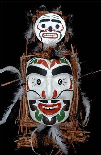 Moon Mask Carved by Alfred Scow 13" H.