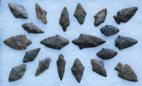 Twenty Paleolithic Arrowheads - Ohio