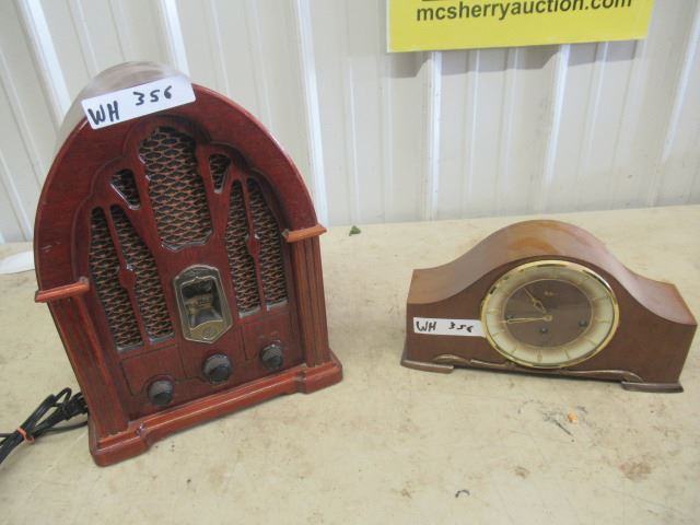 Cathedral Style Radio, & Mantle Clock VIntage & Modern