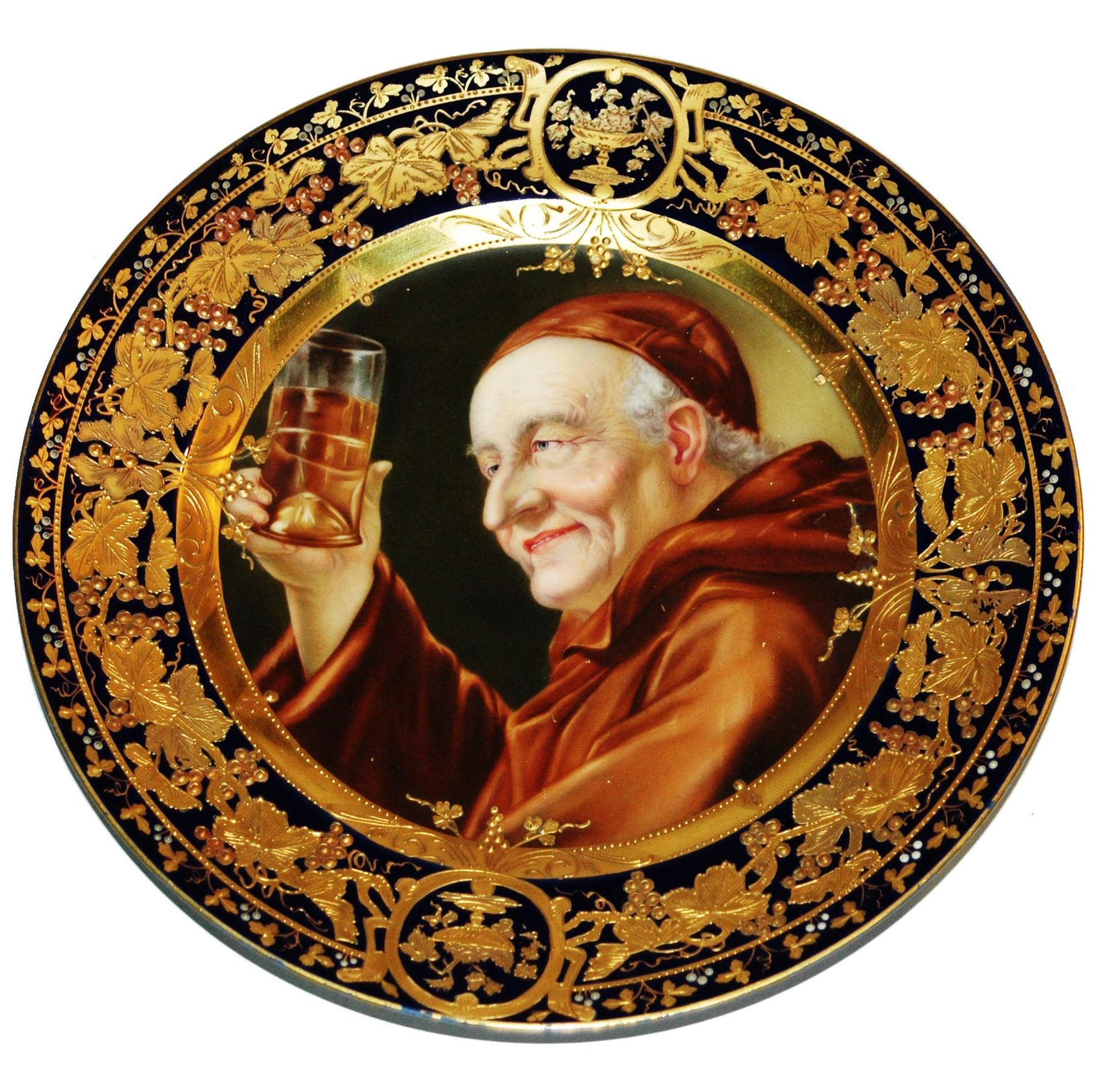 Royal Vienna Hand Painted Monk w Beer Plate
