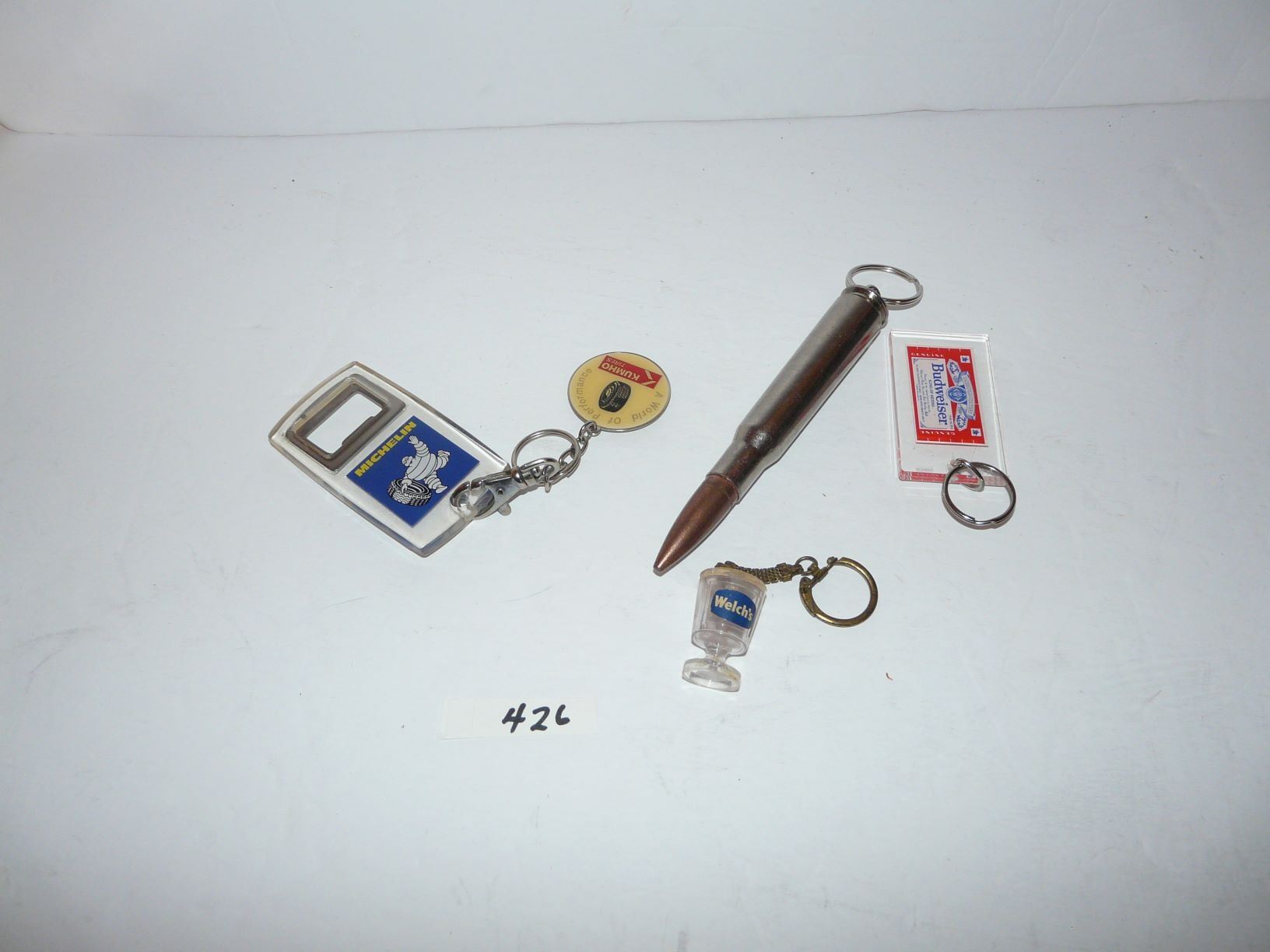 Key Chains - Michelin, Budweiser, Welsh's Grape Juice, 50 Caliber