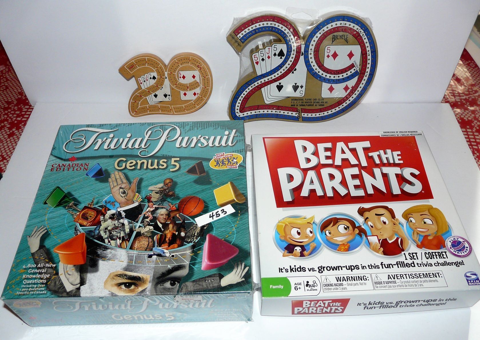 Beat the Parents, Trivial Pursuit (New Sealed), Wooden Cribbage ...