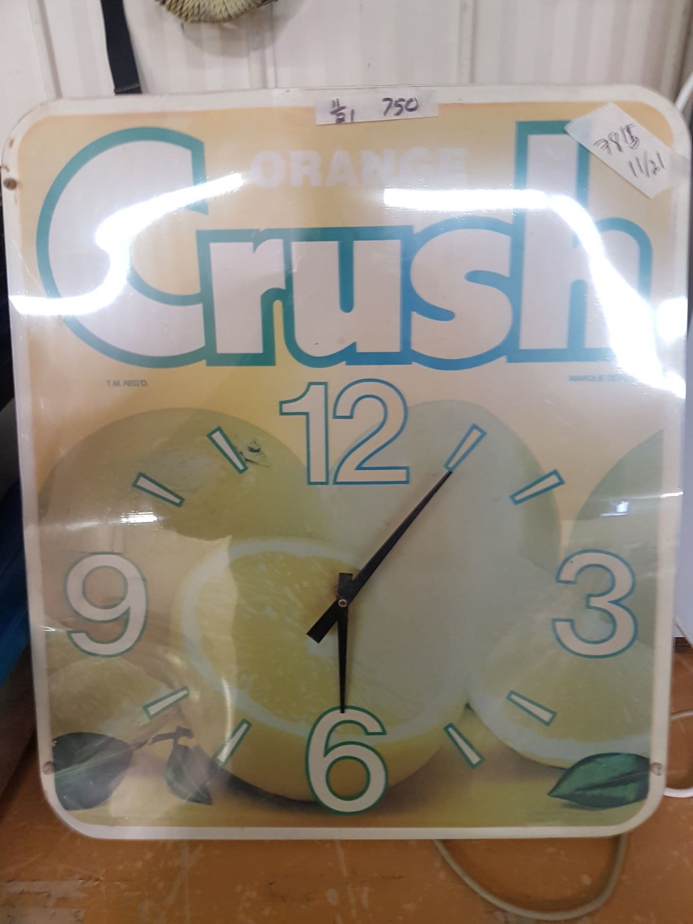 Square Orange Crush Clock (Lightup)