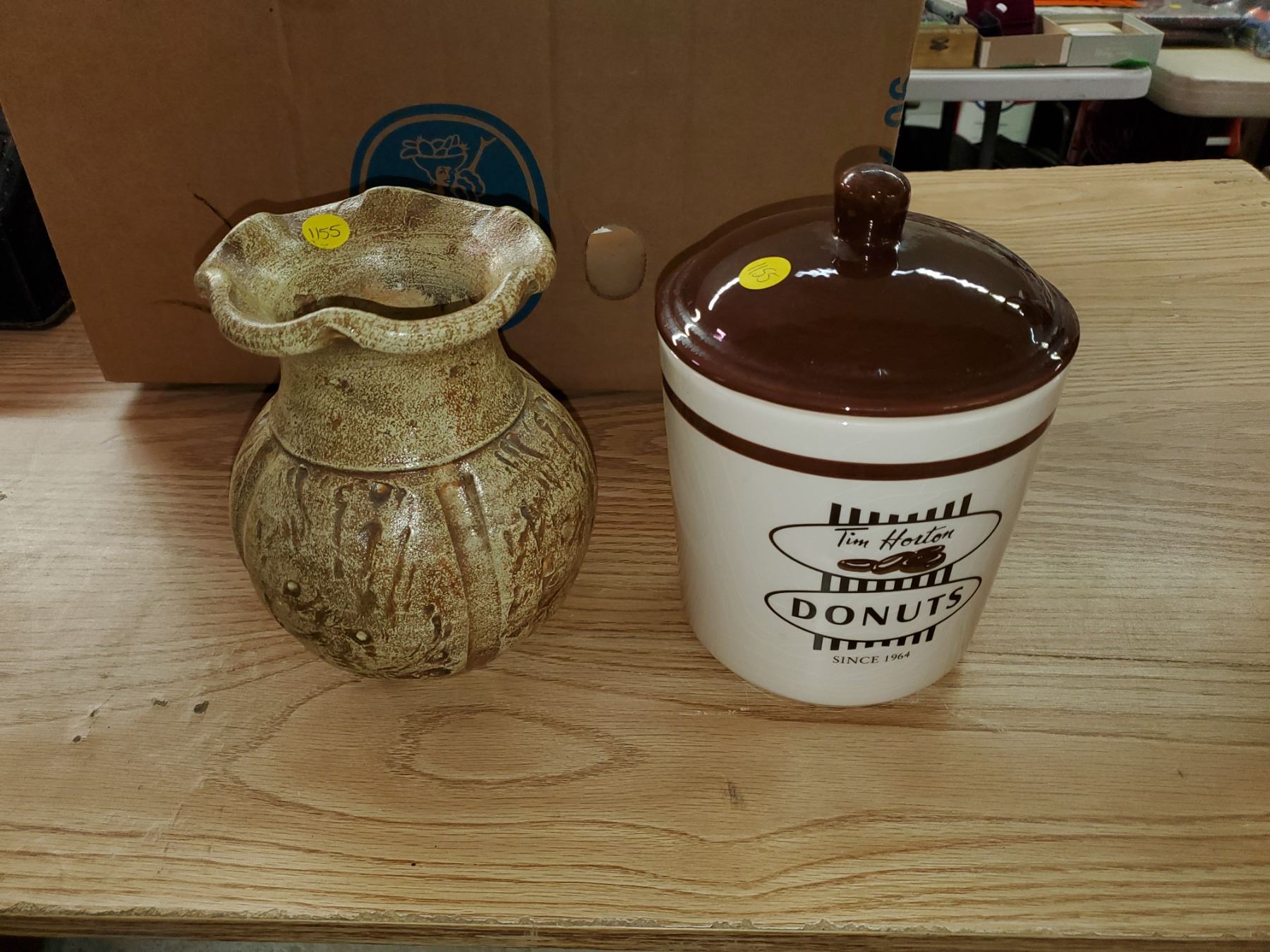 TIM HORTONS CONTAINER & CERAMIC VASE