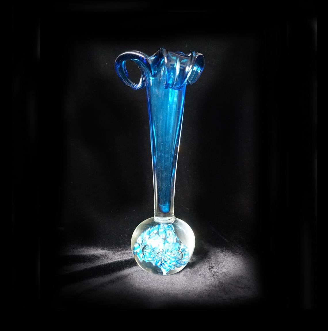 Vintage Hand blower Mid Century Modern Art Glass Vase Flower Controlled ...