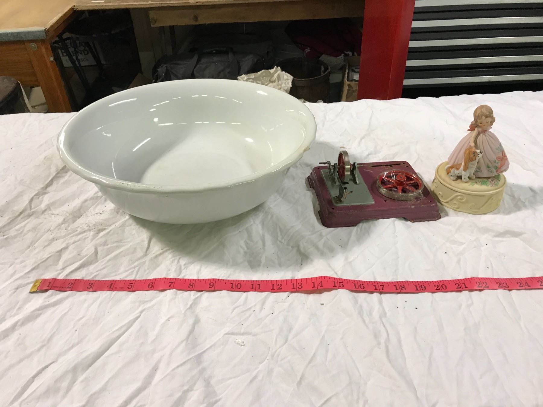 Large white chamber basin, small chip. Parts For Childs Toy + Music Box ...