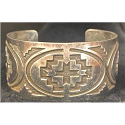Silver Overlay Bracelet by Navajo Artist Michael Tahe