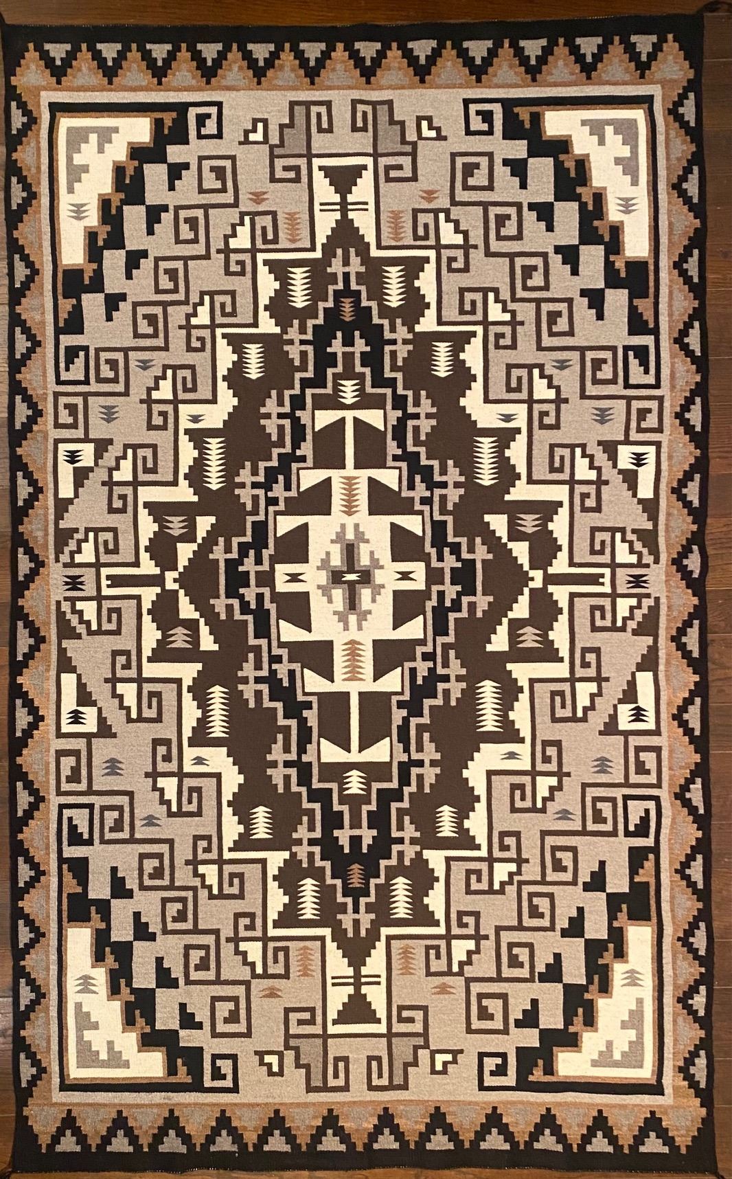Masterful large Two Grey Hills Weaving 100-inches by 62-inches