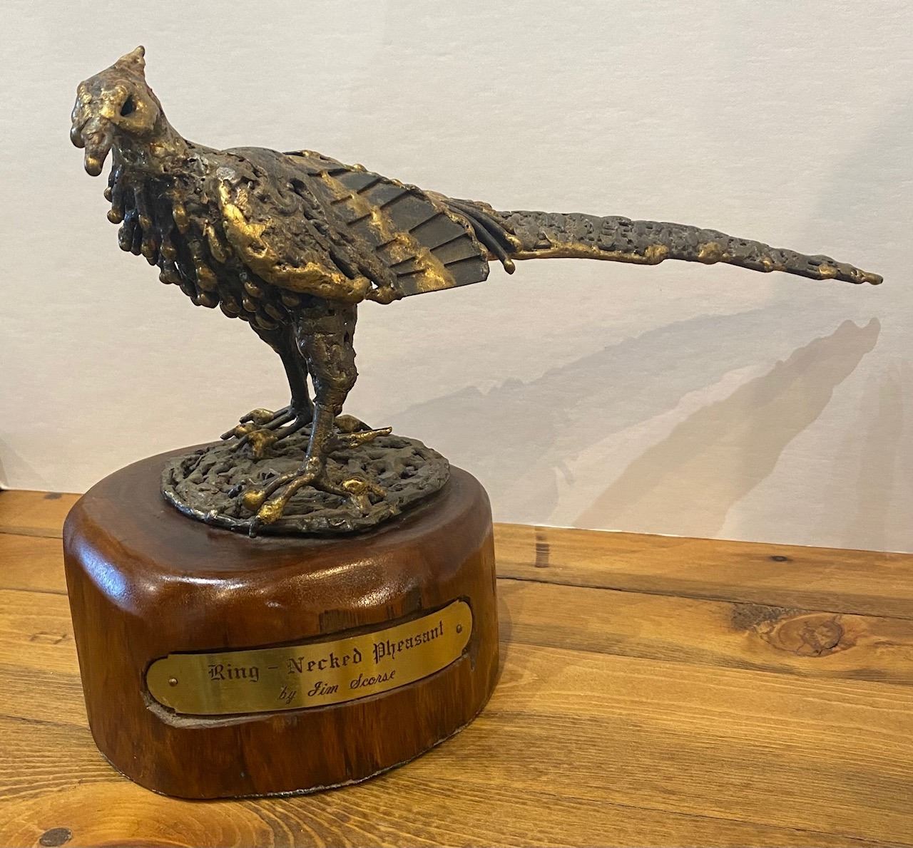 Braised Metal Pheasant Sculpture by James Scorse