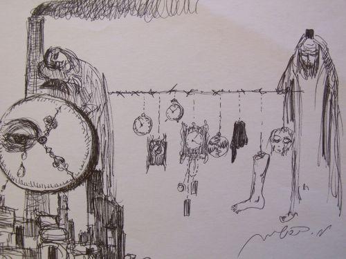 MOSHE BERNSTEIN Drawing Judaica Jewish