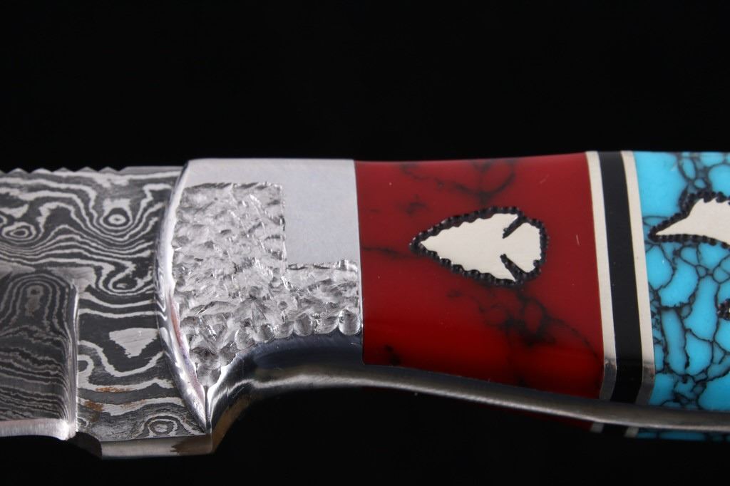 Navajo Dave Yellowhorse Turquoise Roadrunner Knife