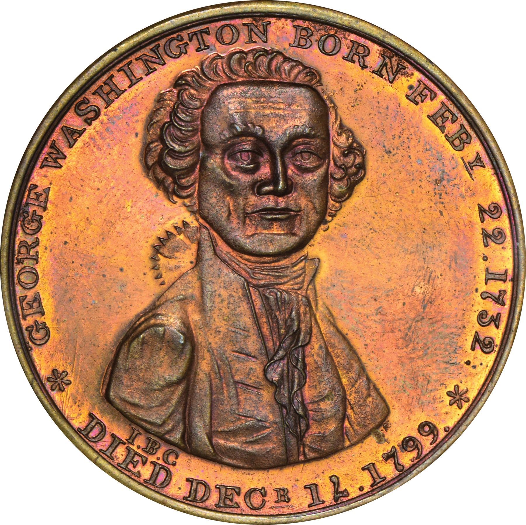 1799 (1860s) Washington Ugly Head Medal. Baker-89A. Copper. Proof.