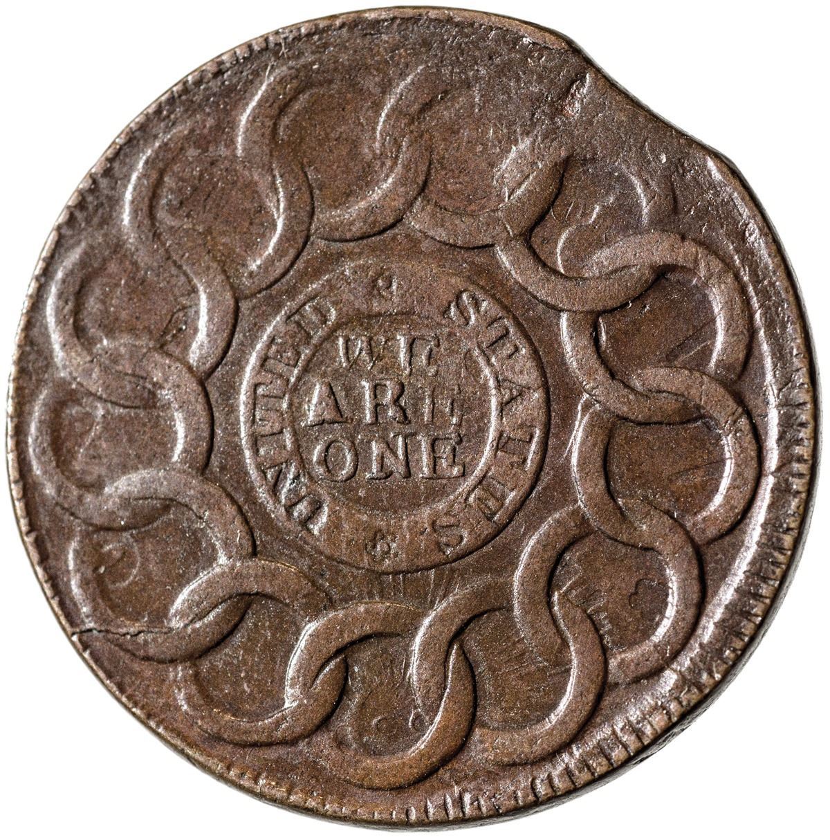 1787 Fugio Copper. Newman.8-B, W.6740. Pointed Rays, United States ...