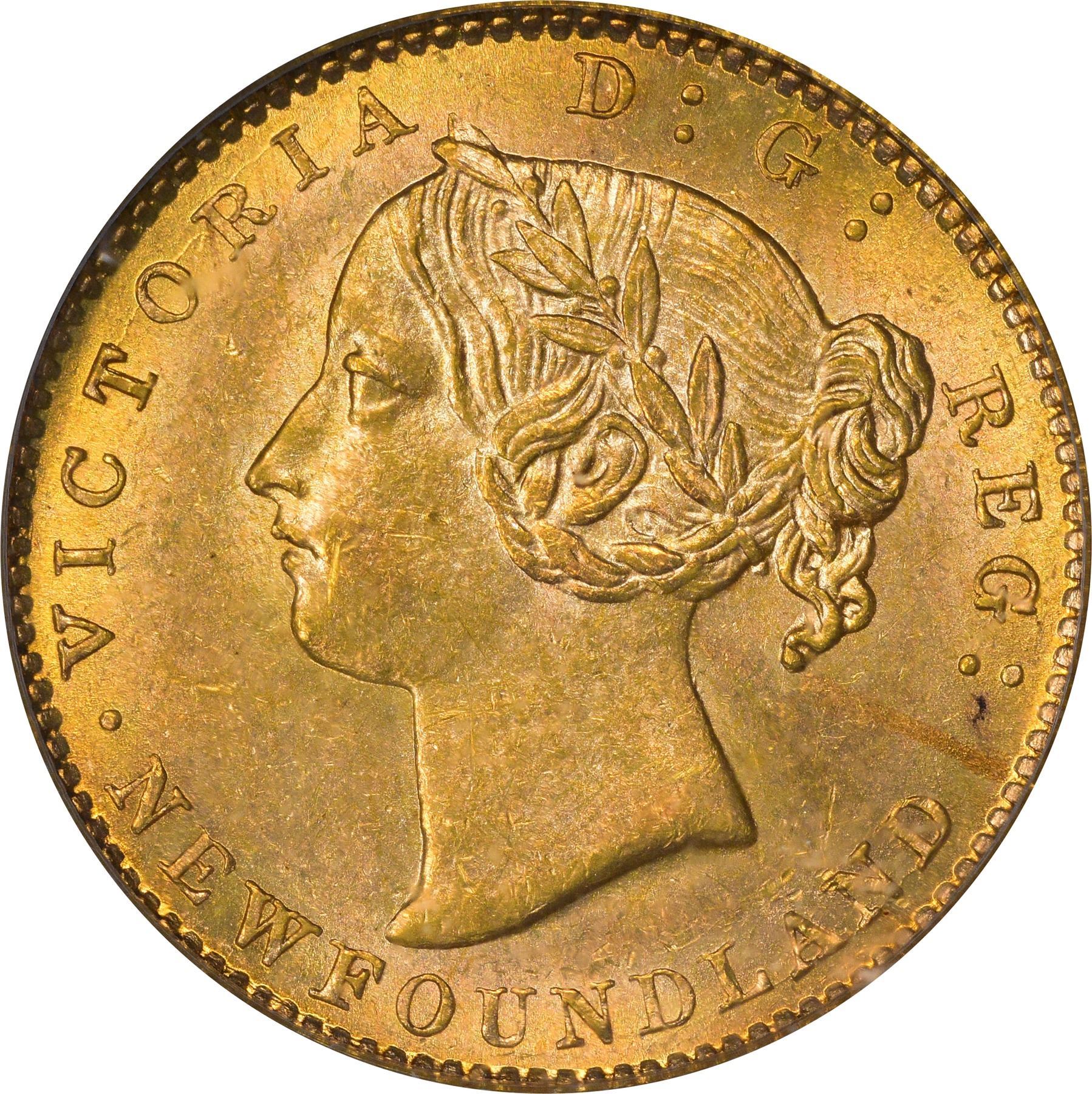 Newfoundland. Victoria. 1885 Gold $2. KM-5. AU-58 PCGS.