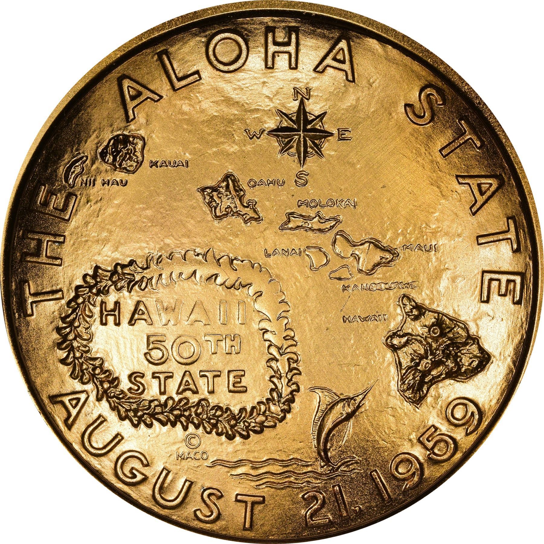 United States. Hawaii. Amazing 1959 Statehood Medals Set. All Gem, as ...