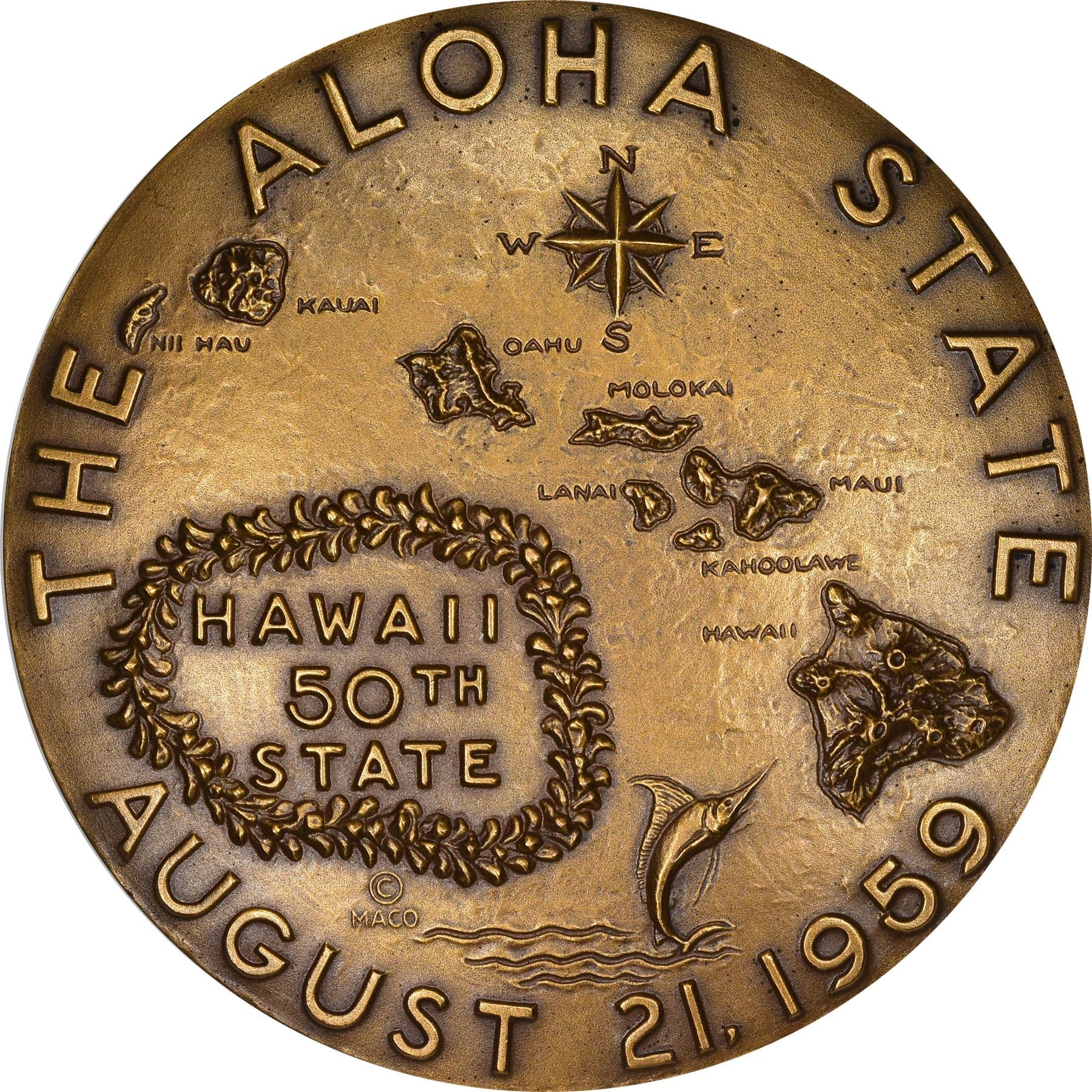 United States. Hawaii. Amazing 1959 Statehood Medals Set. All Gem, as ...