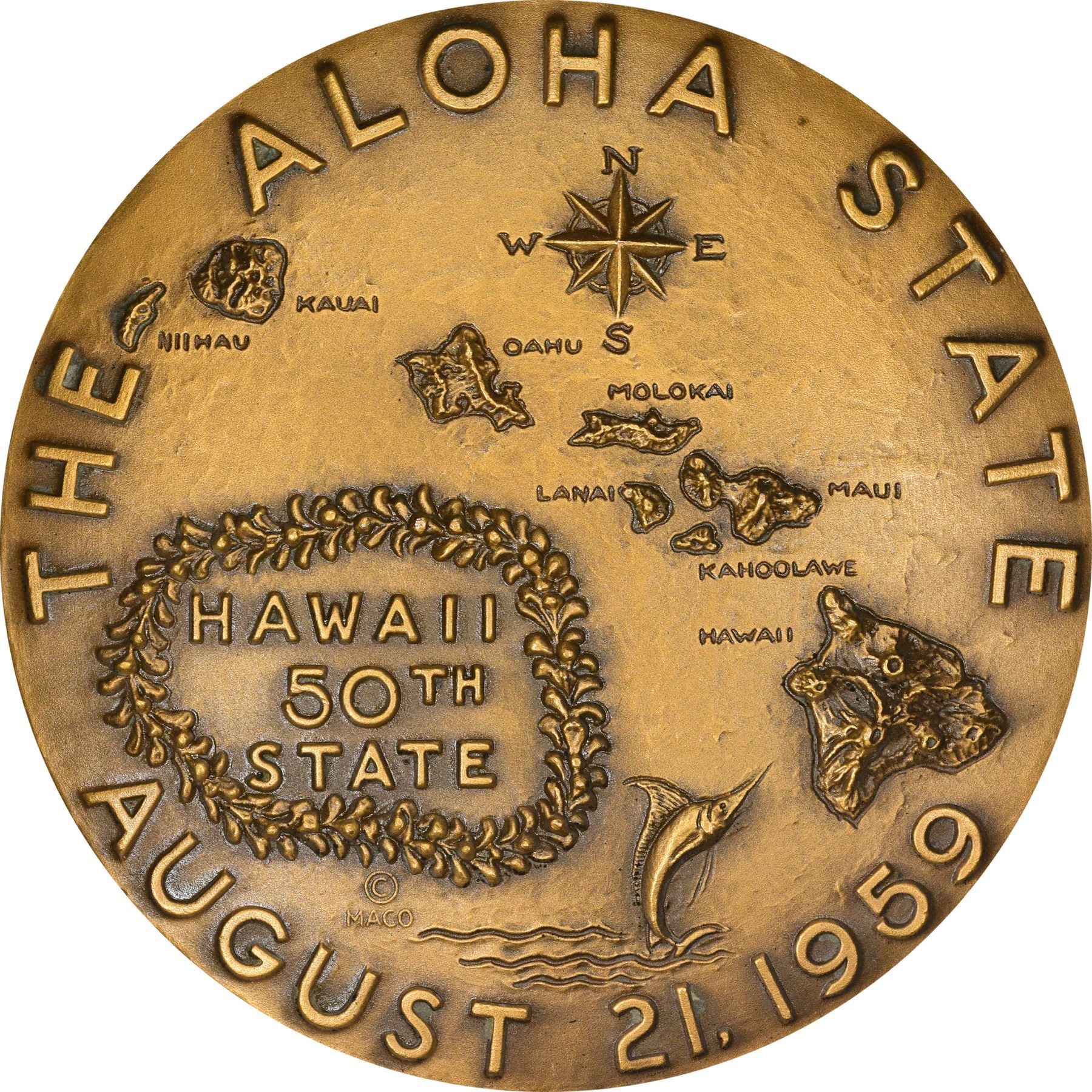 United States. Hawaii. Amazing 1959 Statehood Medals Set. All Gem, as ...